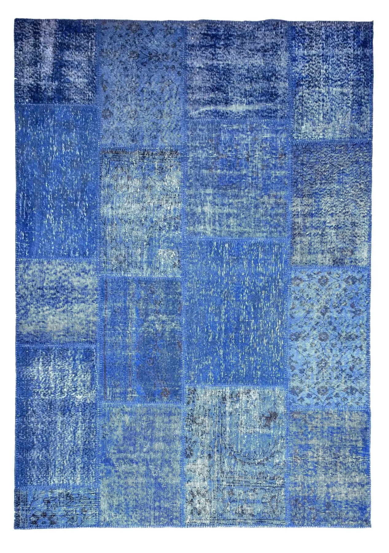 6' x 8' Vintage Patchwork Rug, Blue - Baraball | Kuden Rugs