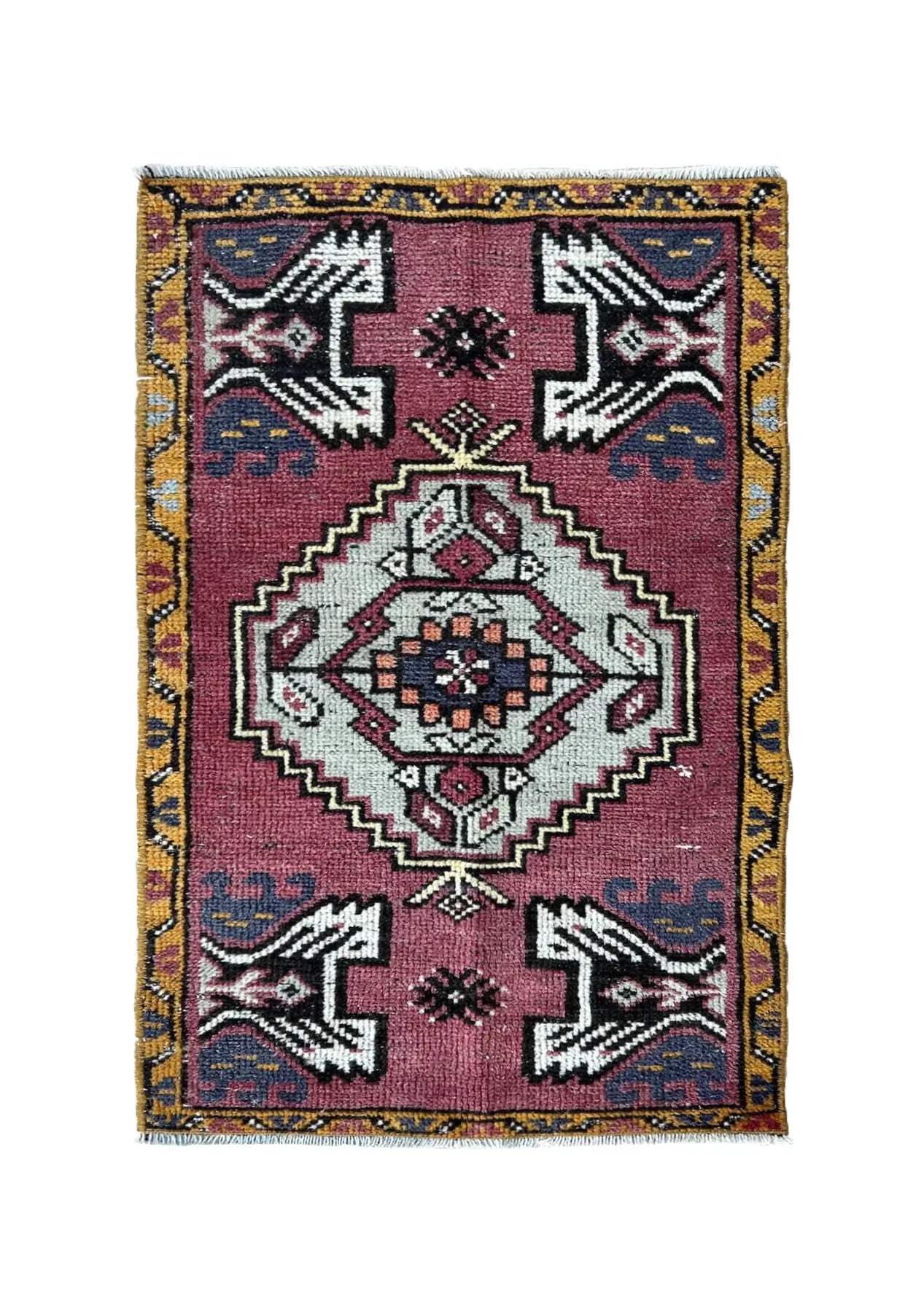 2' x 3' Vintage Turkish Doormat Rug, Pink - Haiah | Kuden Rugs