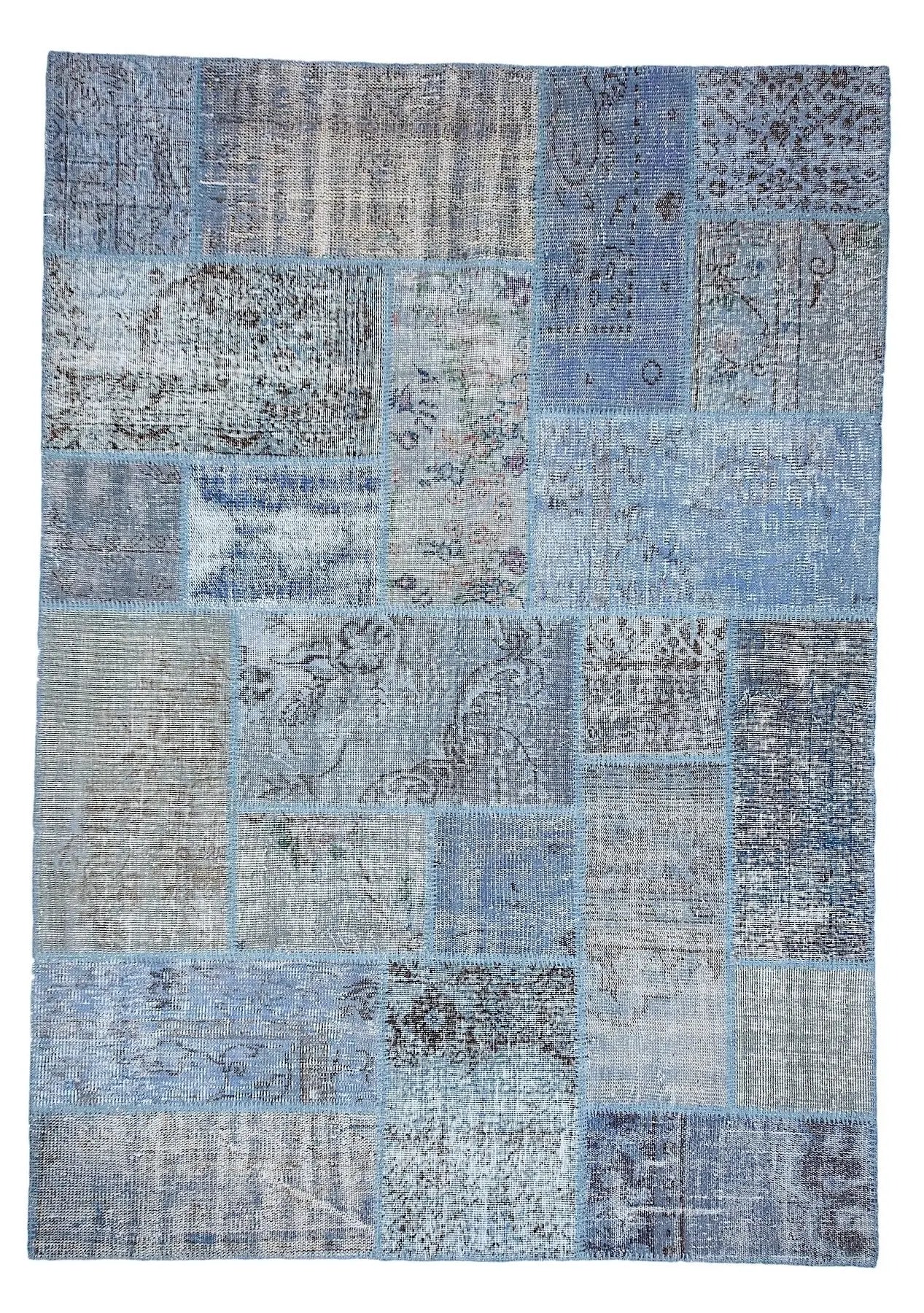 6' x 8' Vintage Patchwork Rug, Blue - Nahtasha | Kuden Rugs