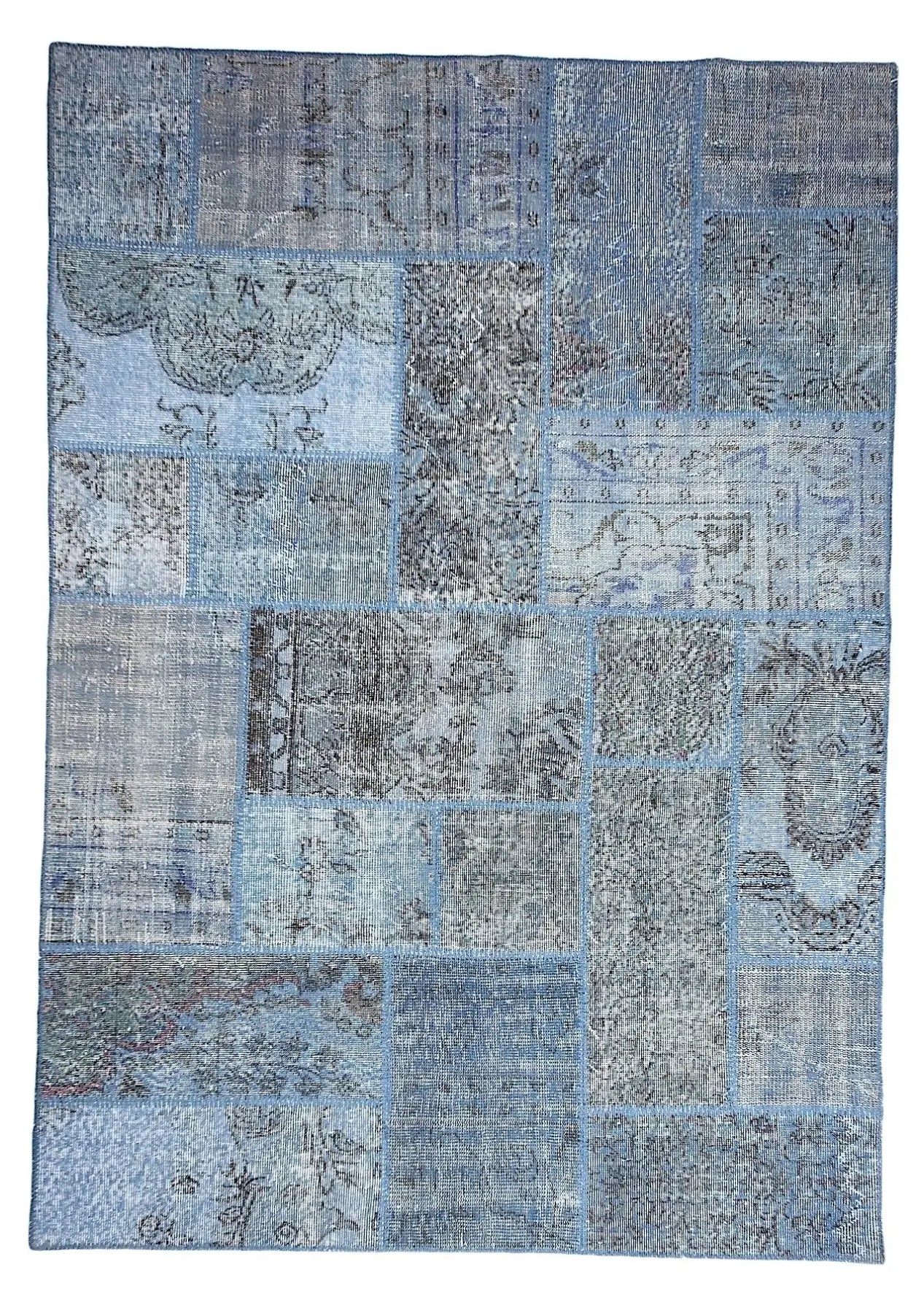 6' x 8' Vintage Patchwork Rug, Blue - Nanda | Kuden Rugs