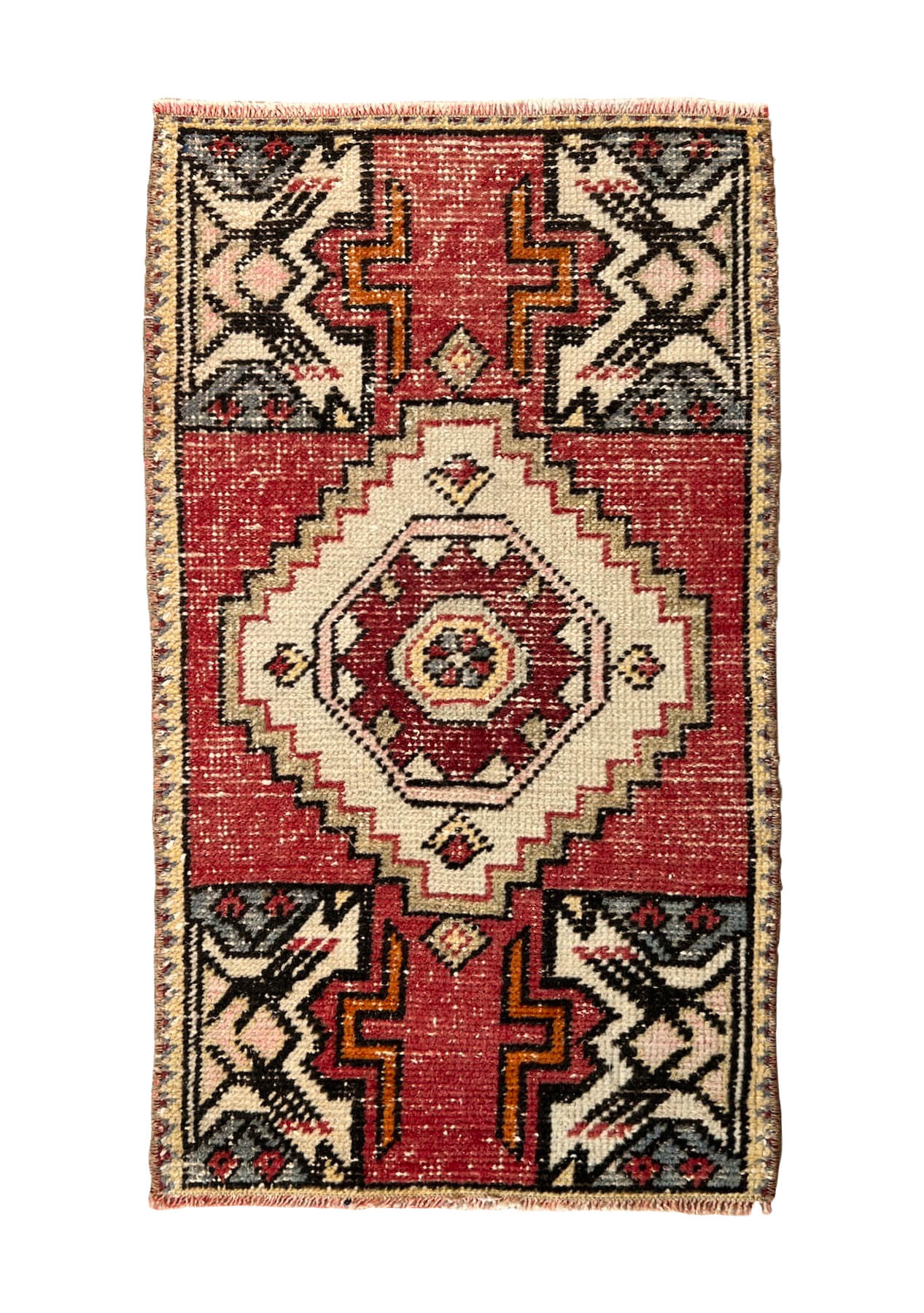 2' x 3' Vintage Turkish Rug, Red - Tamara | Kuden Rugs