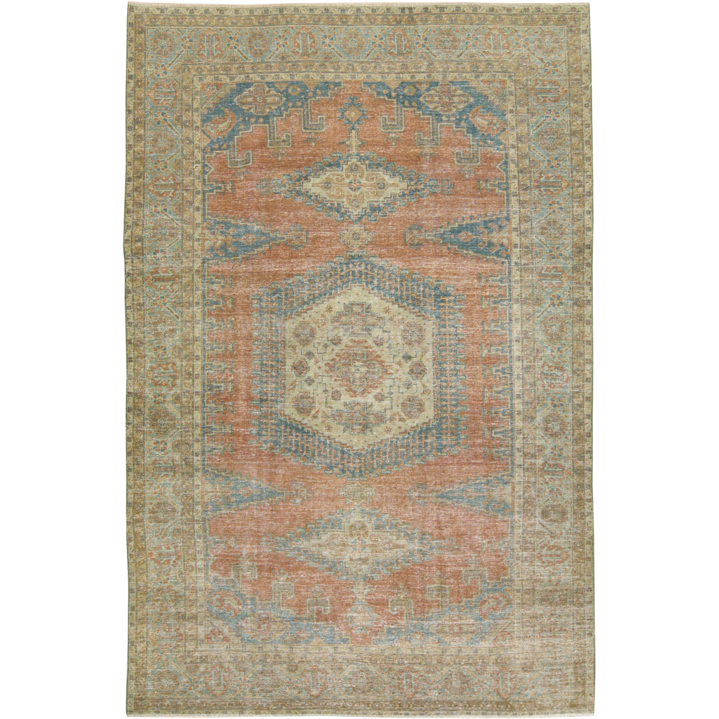 7' x 11' Vintage Persian Area Rug, Orange - Grania | Kuden Rugs