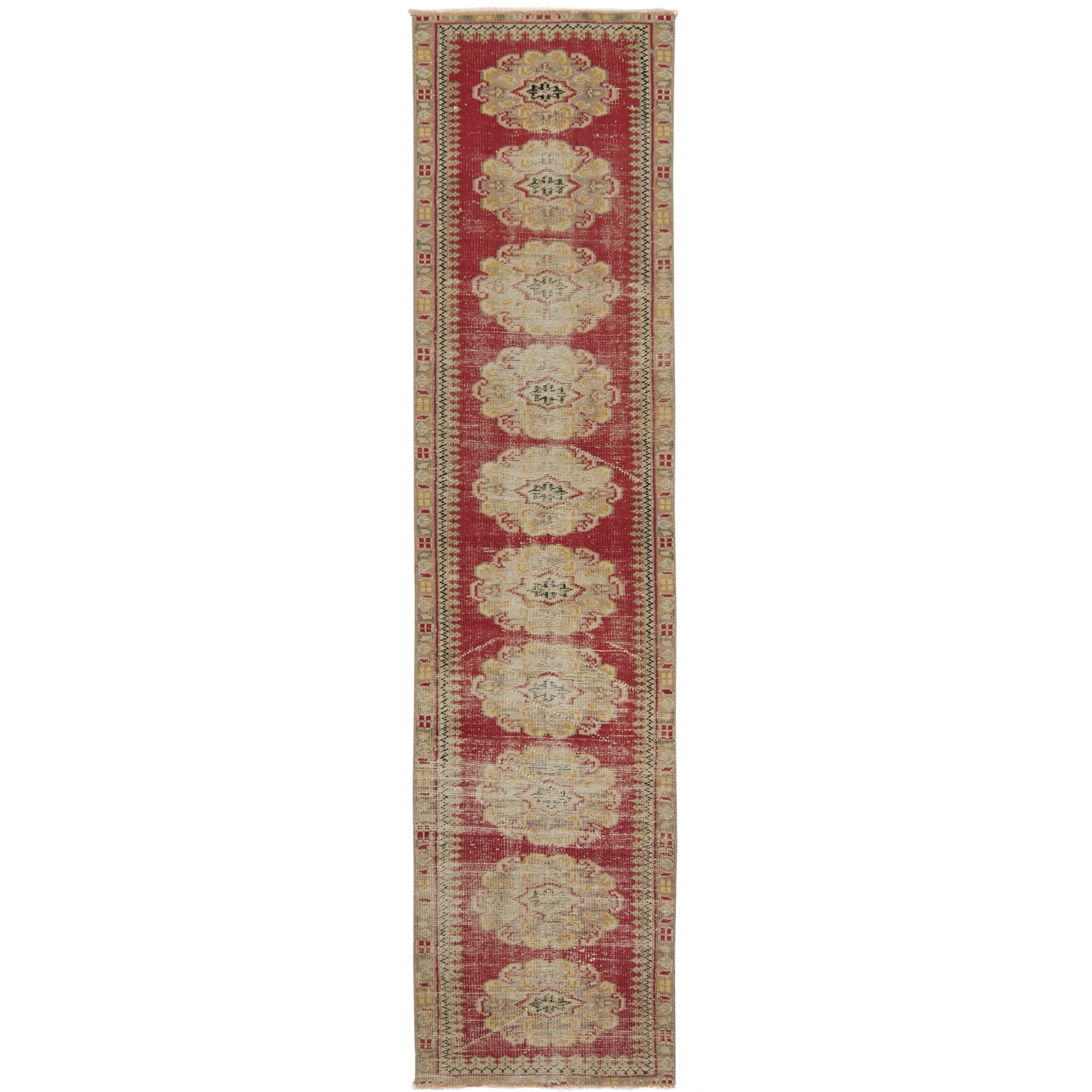 2' x 10' Vintage Turkish Runner Rug, Pink - Vesta | Kuden Rugs
