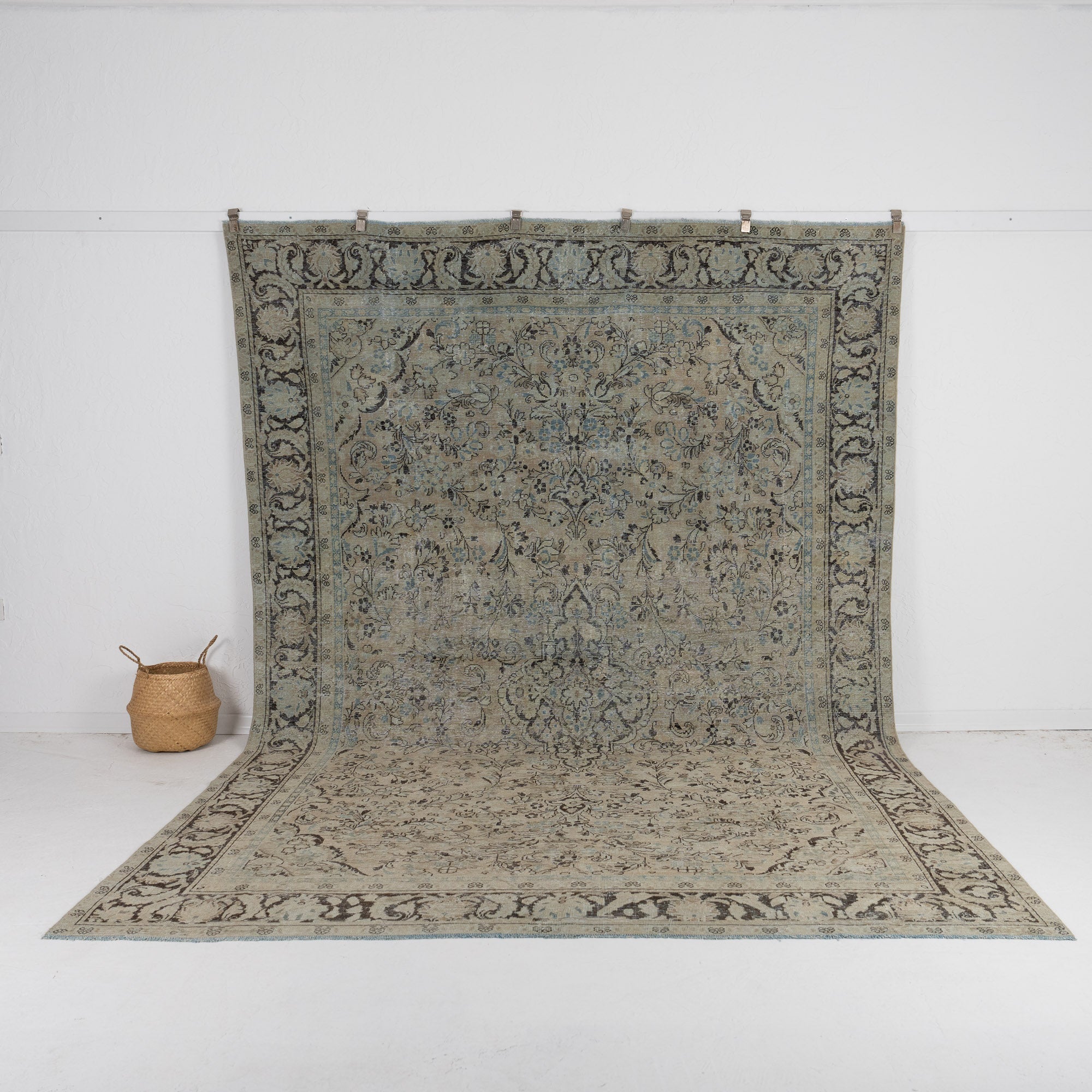 8' x 12' - Vintage Persian Area Rug, Blue - Nyelle | Kuden Rugs