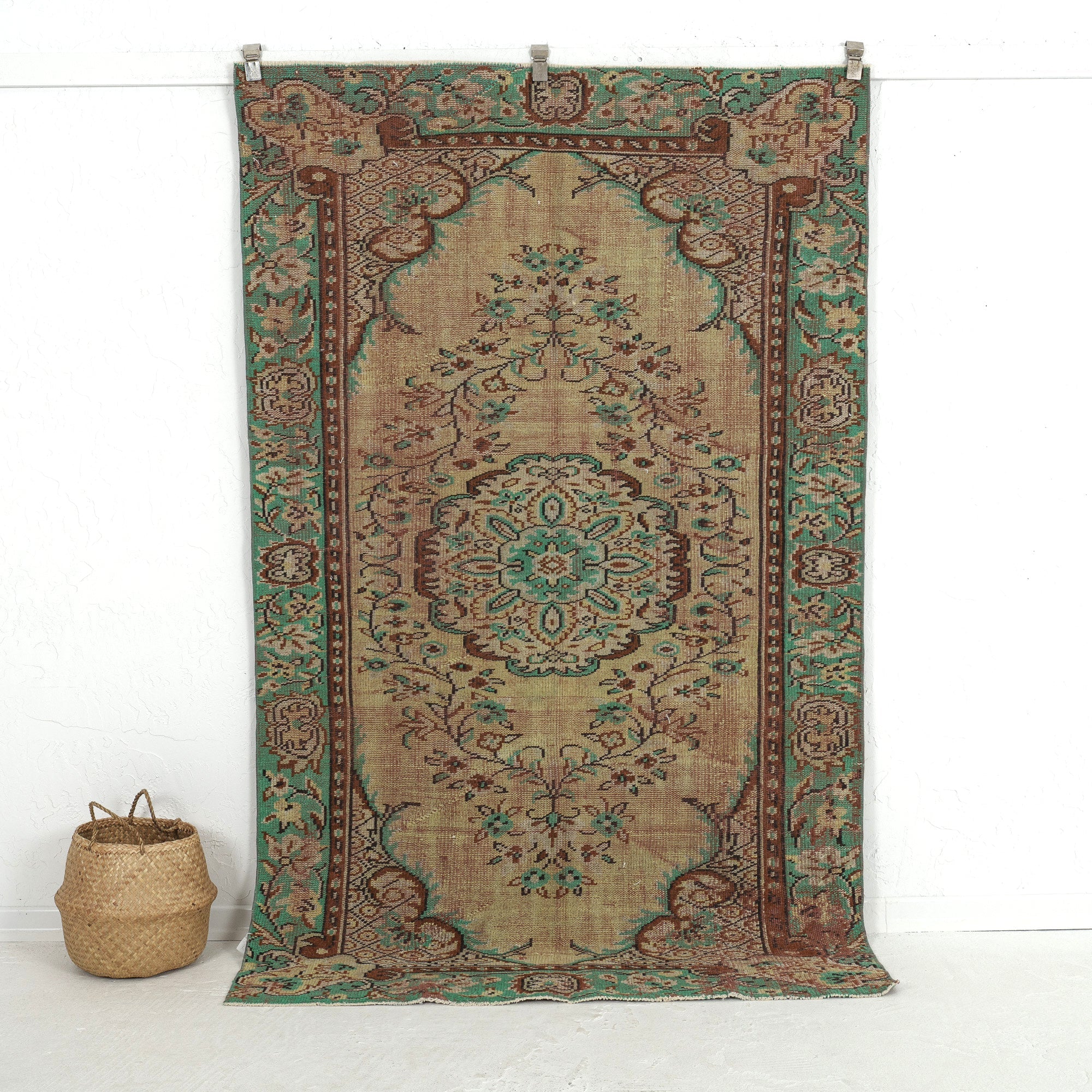 5' x 8' - Vintage Turkish Area Rug, Beige - Aimee | Kuden Rugs