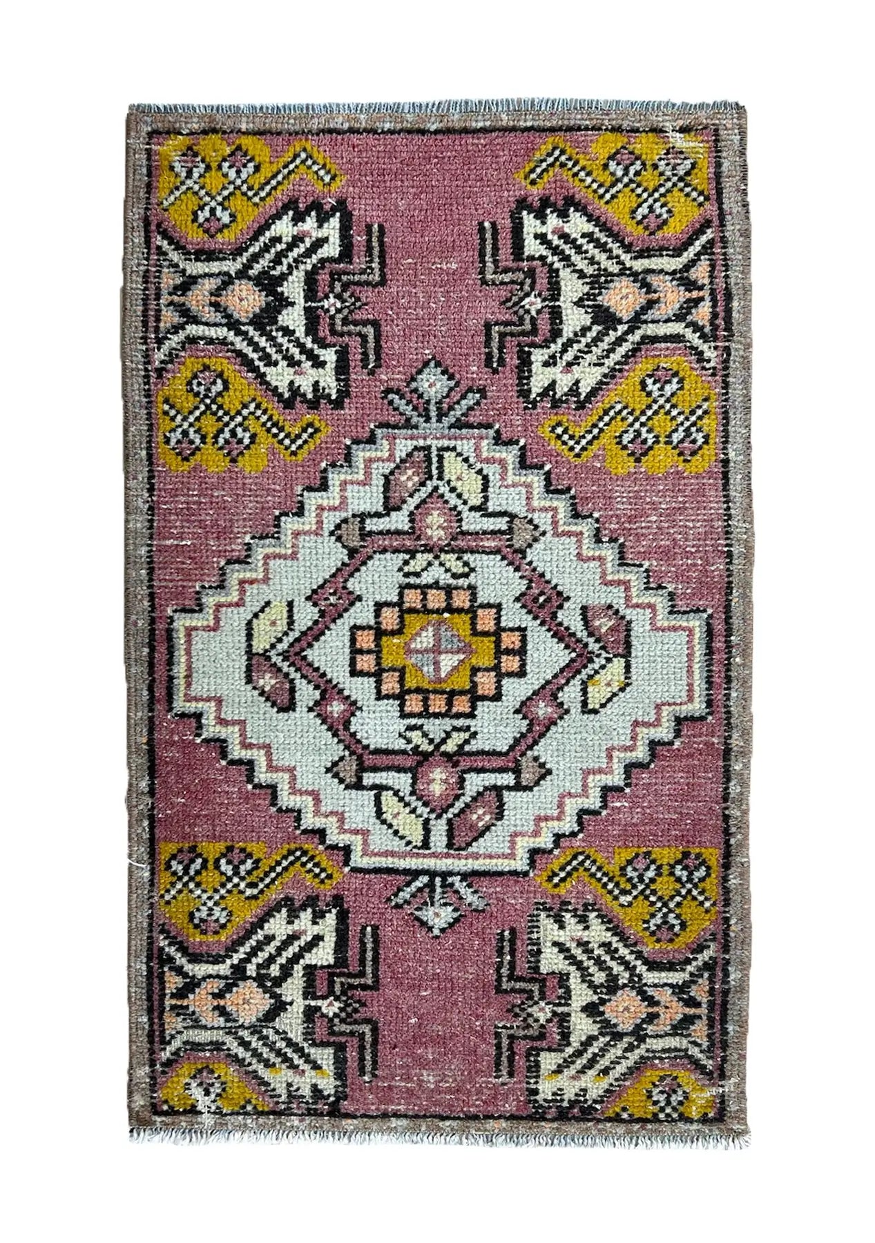 2' x 3' Vintage Turkish Doormat, Pink - Akasha | Kuden Rugs