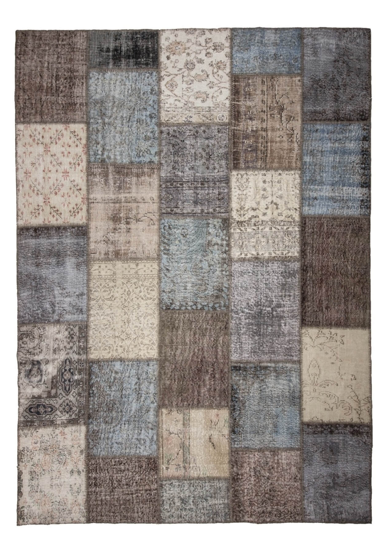 8' x 12' Vintage Turkish Patchwork Rug - Aleena | Kuden Rugs