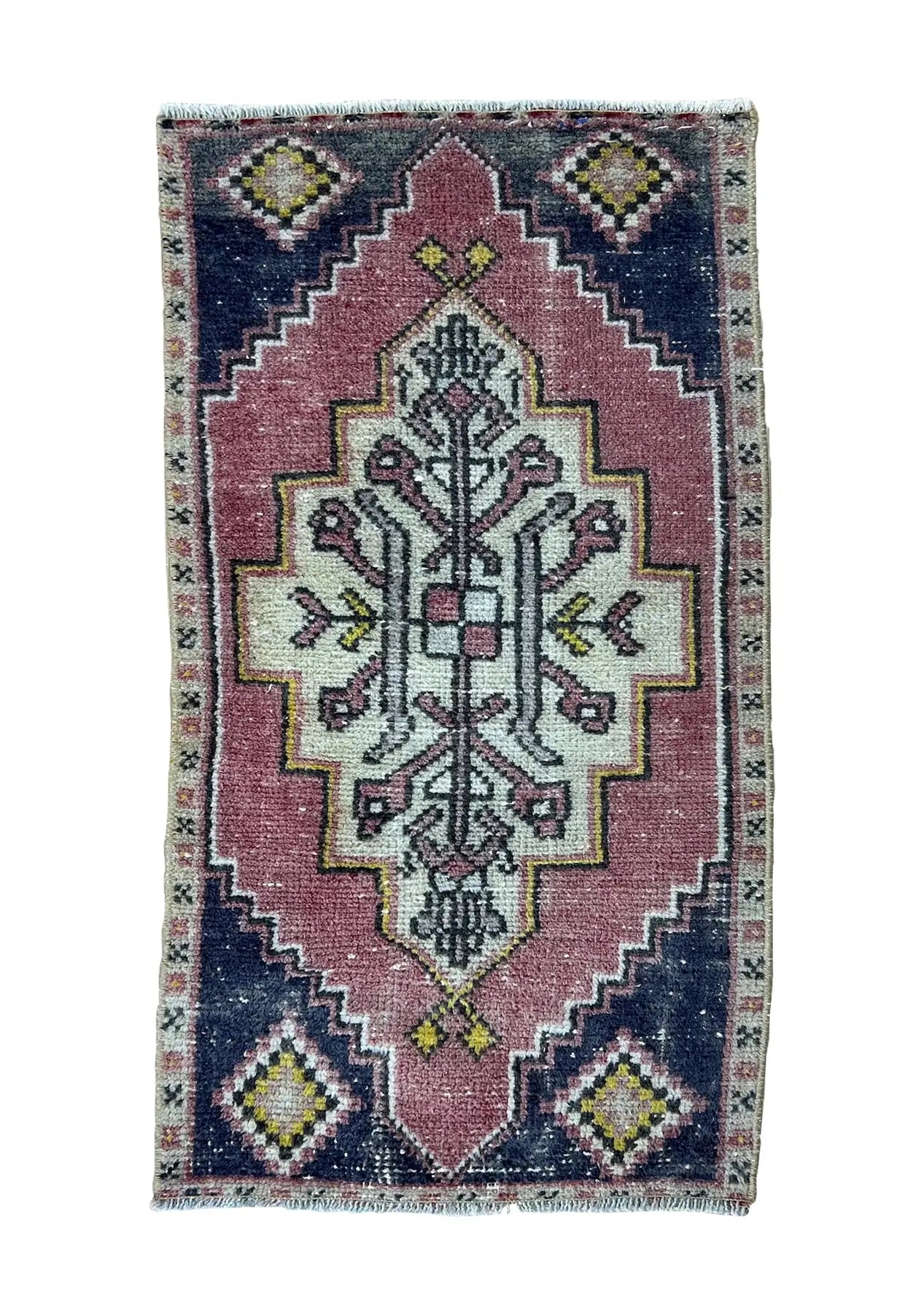 2' x 3' Vintage Turkish Doormat, Pink - Carlen | Kuden Rugs