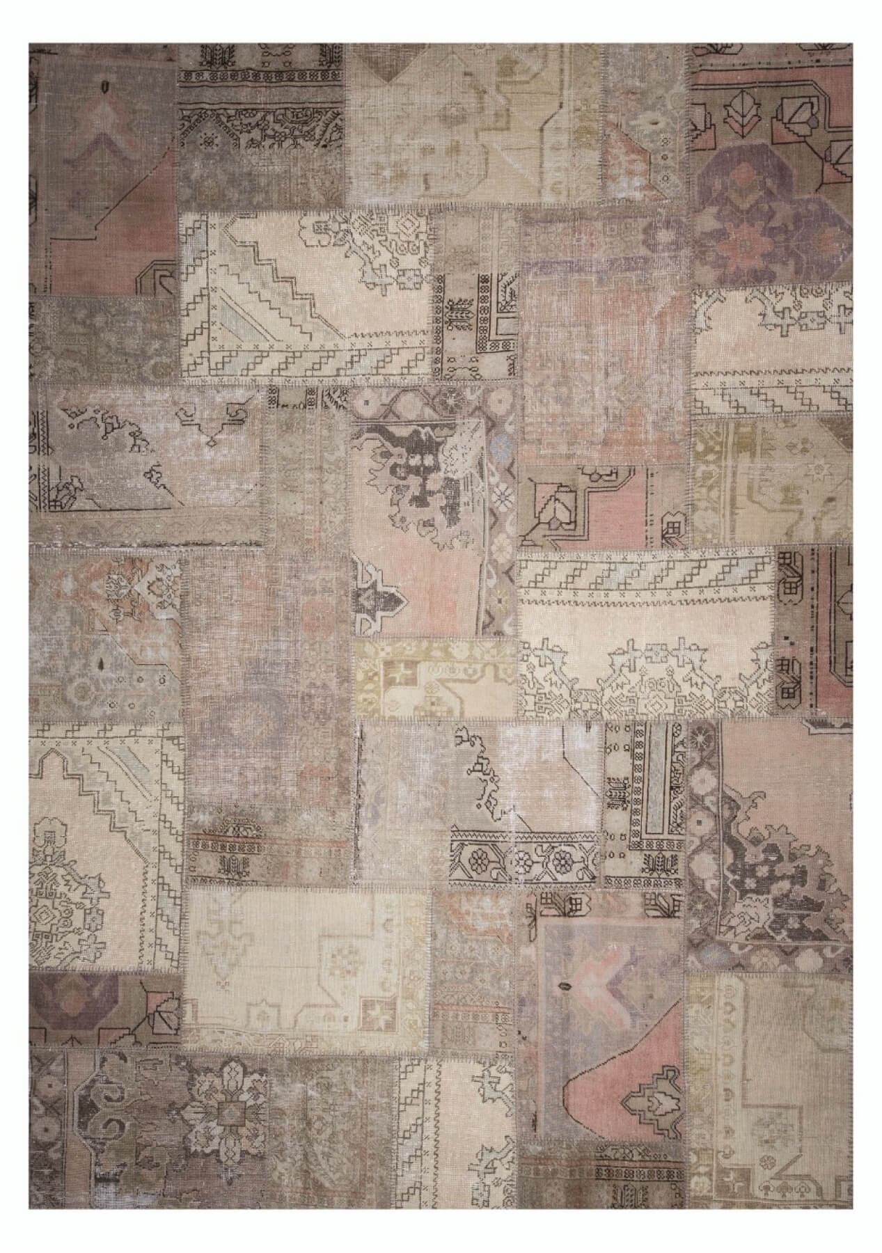 8' x 12' Vintage Patchwork Rug, Beige - Chantelle | Kuden Rugs