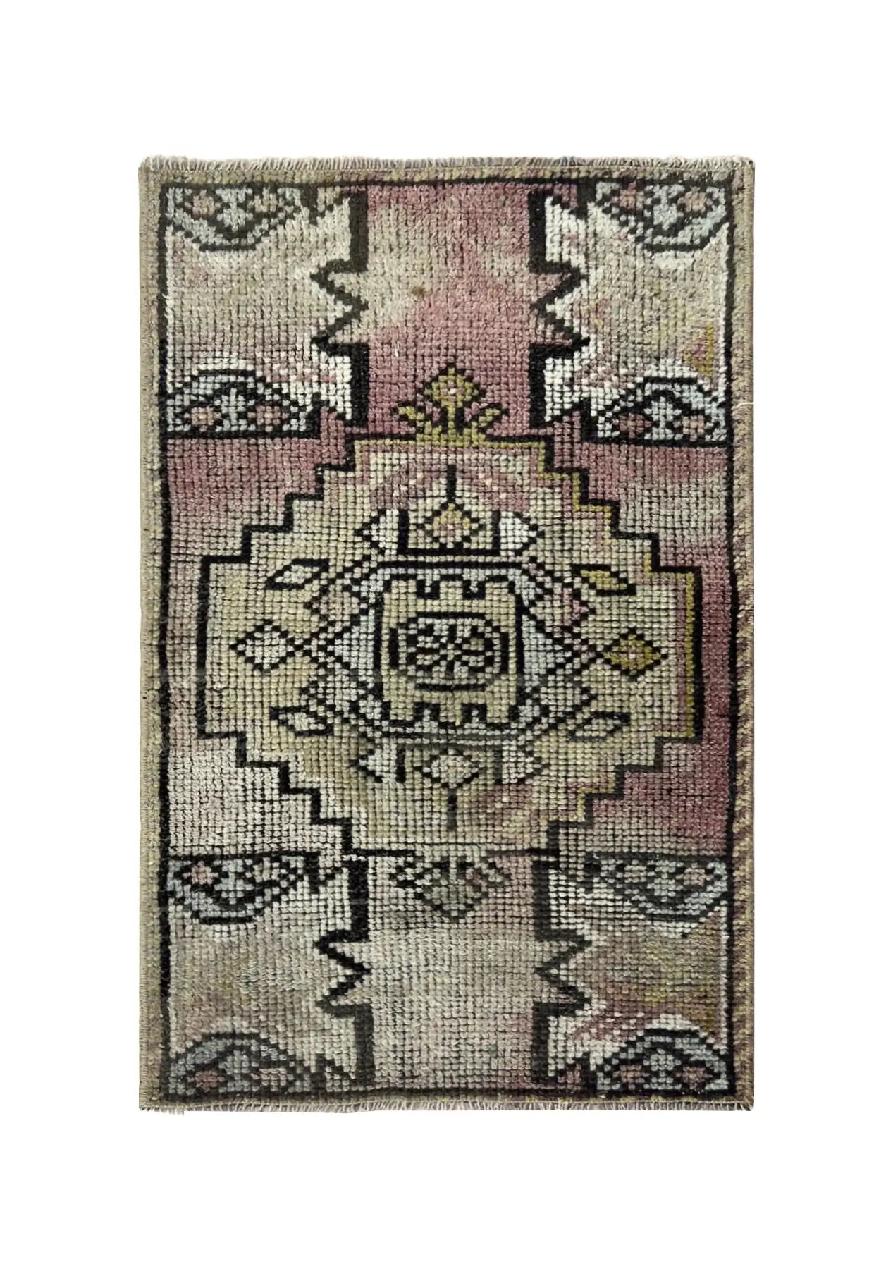 2' x 3' Vintage Turkish Doormat Rug, Pink - Eda | Kuden Rugs