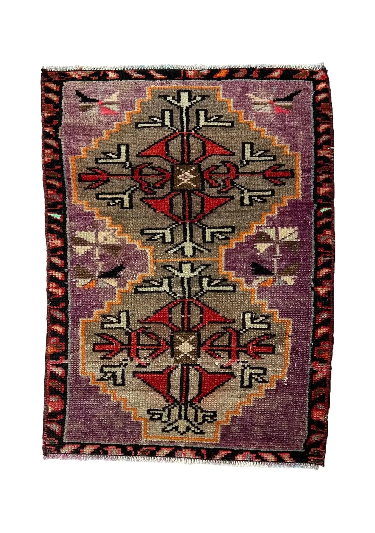 2' x 3' Vintage Turkish Doormat, Purple - Indra | Kuden Rugs