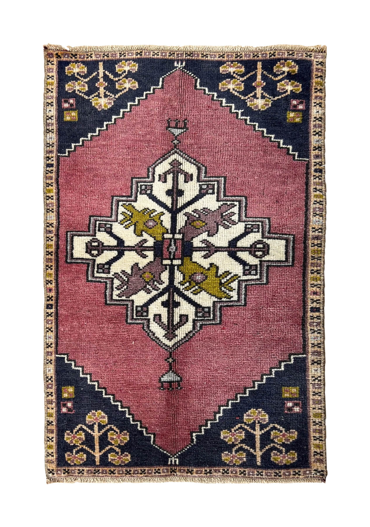 2' x 3' Vintage Turkish Doormat, Pink - Loretta | Kuden Rugs