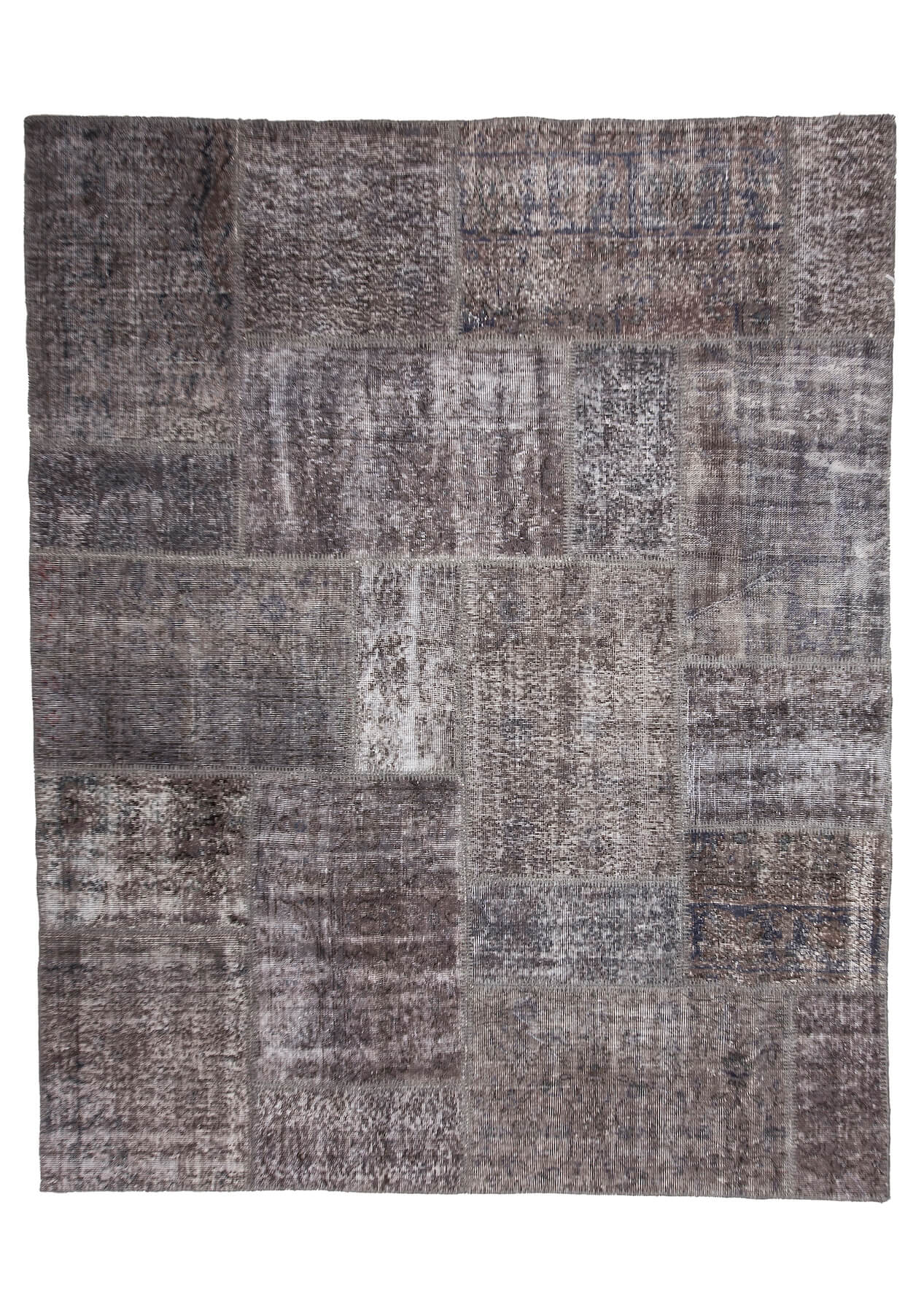 7' x 8' Vintage Patchwork Rug, Gray - Madeleine | Kuden Rugs