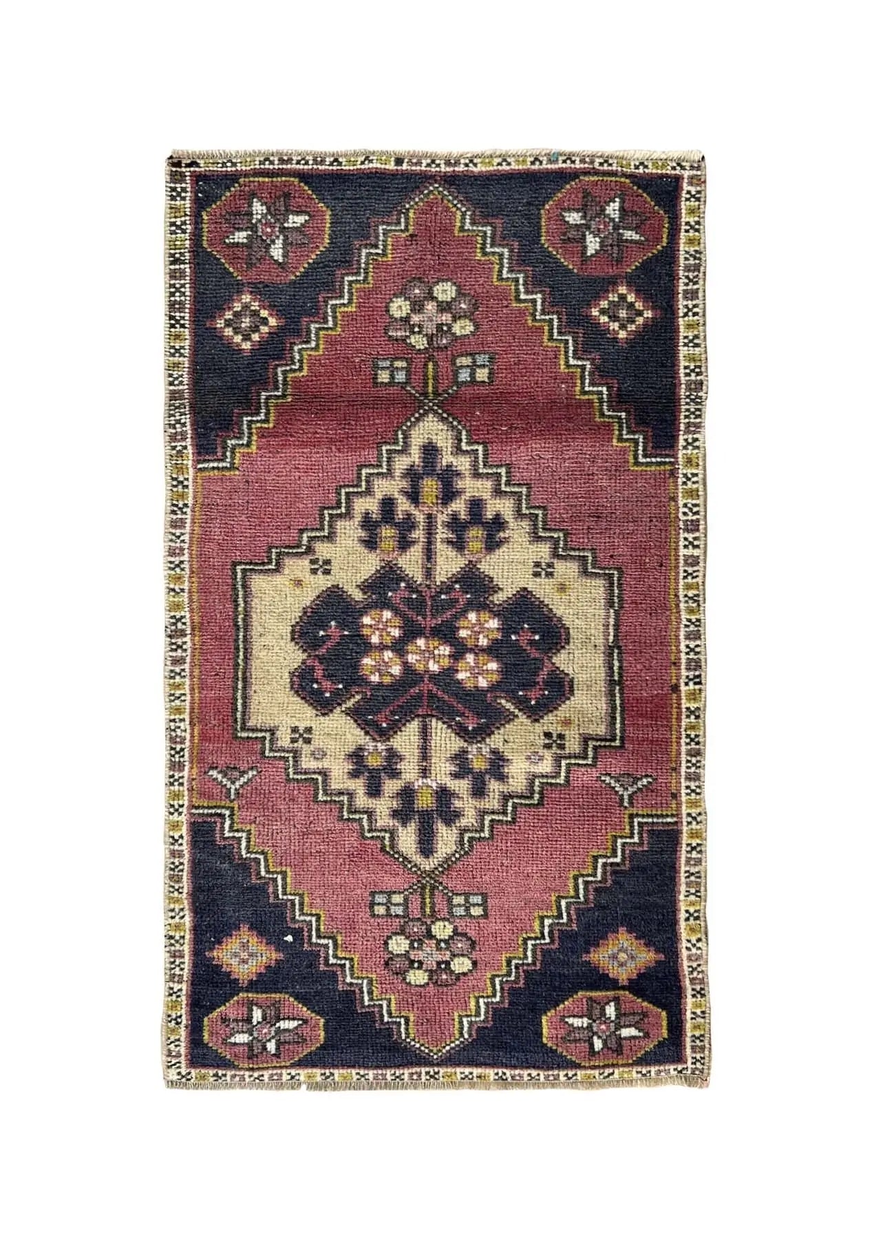2' x 4' Vintage Turkish Doormat Rug, Pink - Panda | Kuden Rugs